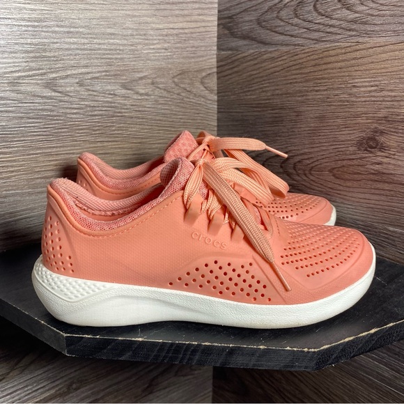 CROCS | Shoes | Crocs Literide Pink Perforated Lace Sneakers | Poshmark